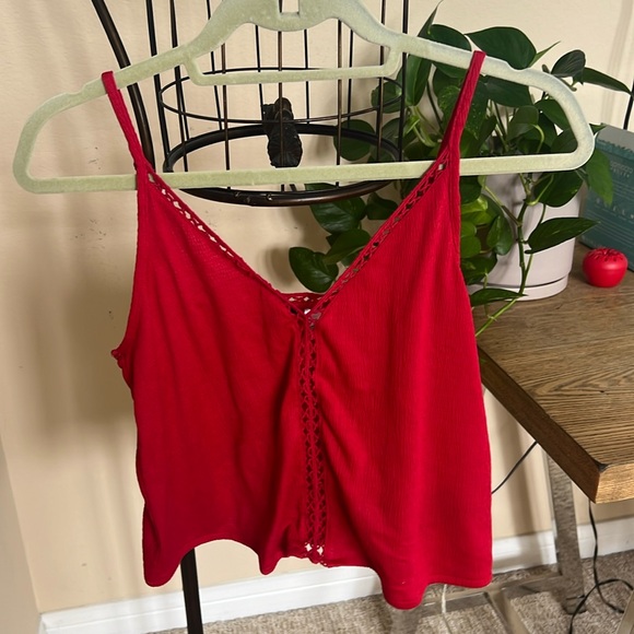 Tops | Bright Red Cropped Tank | Poshmark